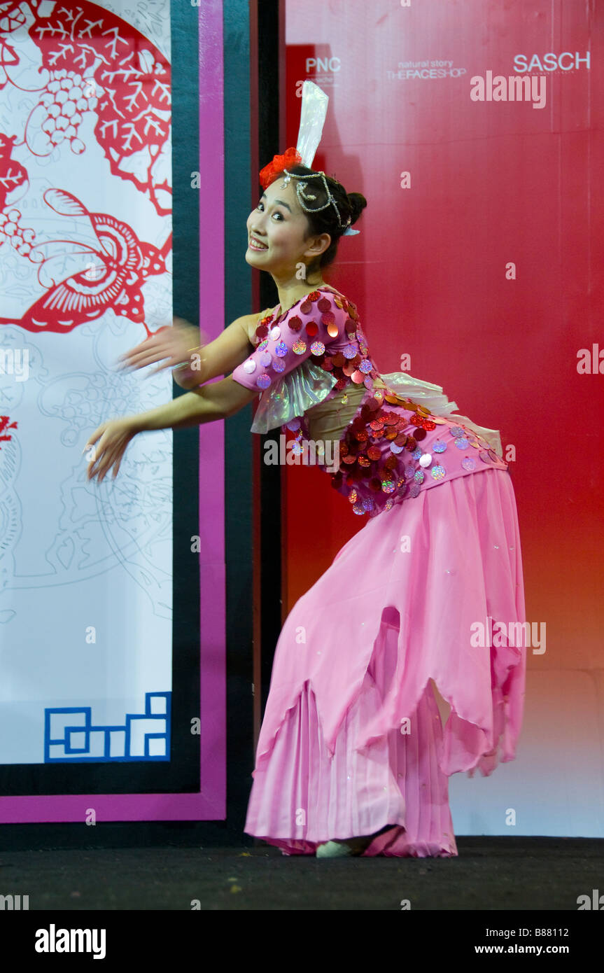 Chinese dancer performing at Chinese New Year show in Bangkok Thailand ...
