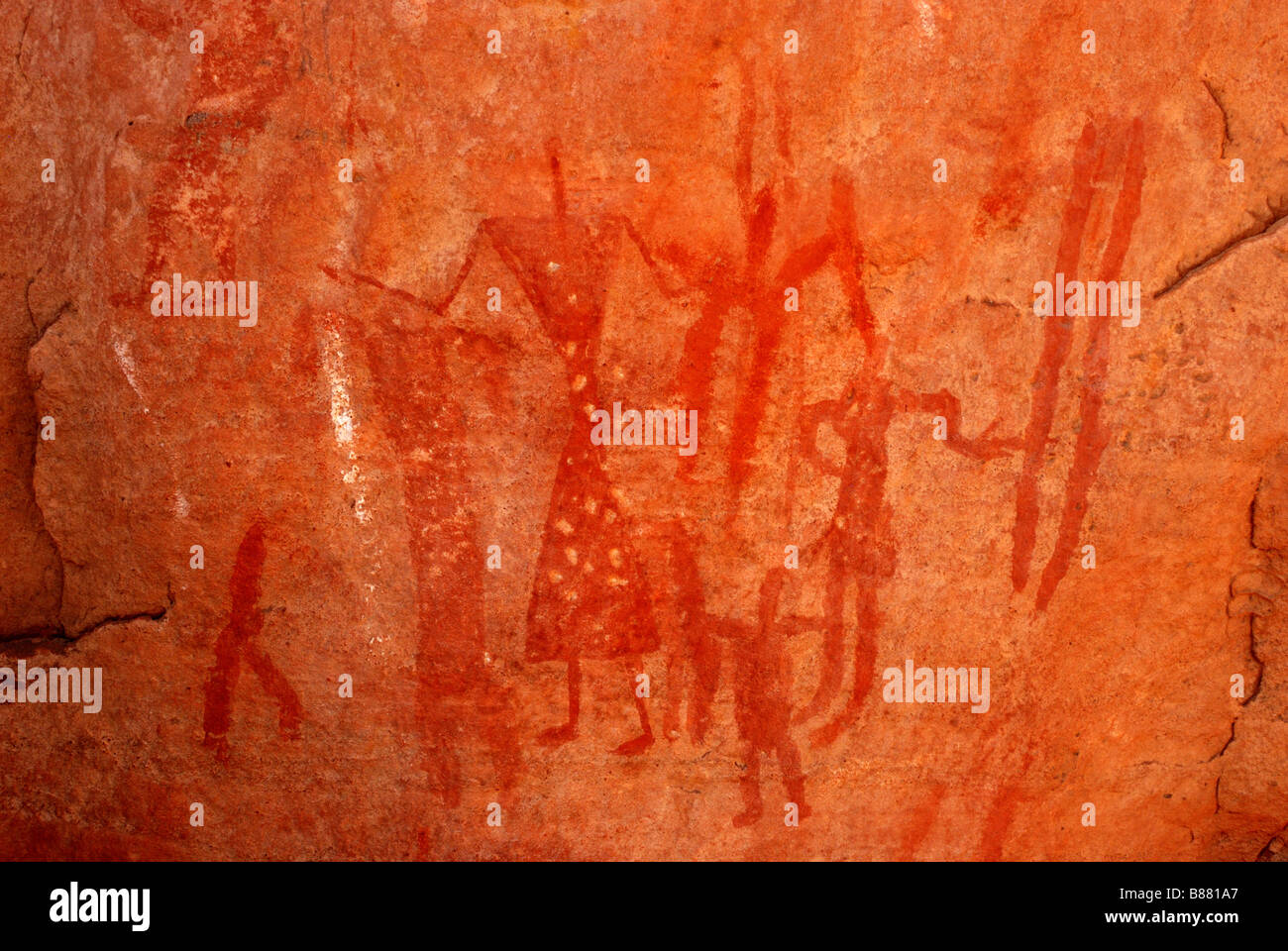 Rock paintings in Messak Mellel (Wadi Mellel or Messak Mellet Stock ...