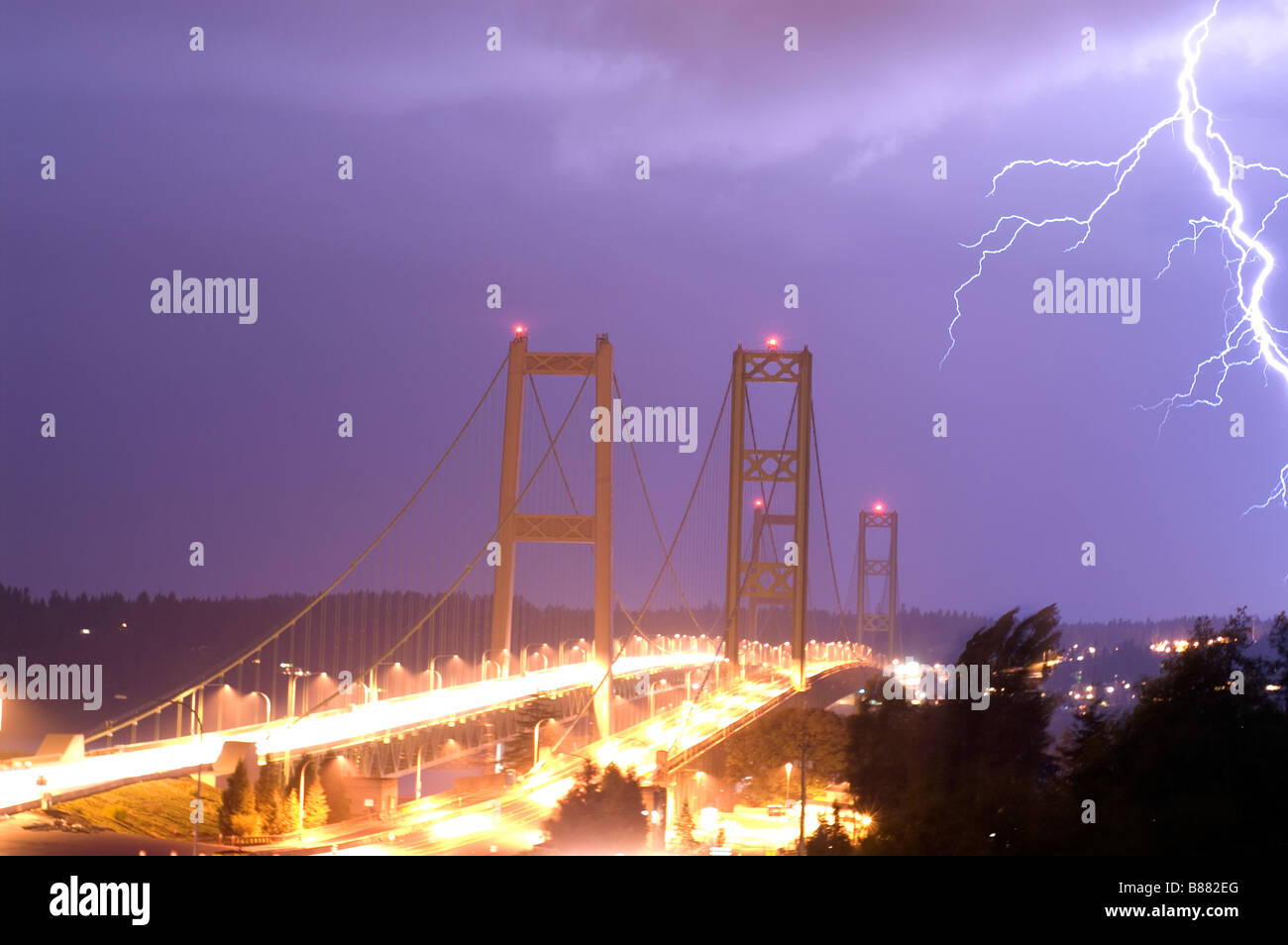 Lightning storm strike puget sound hi-res stock photography and images ...