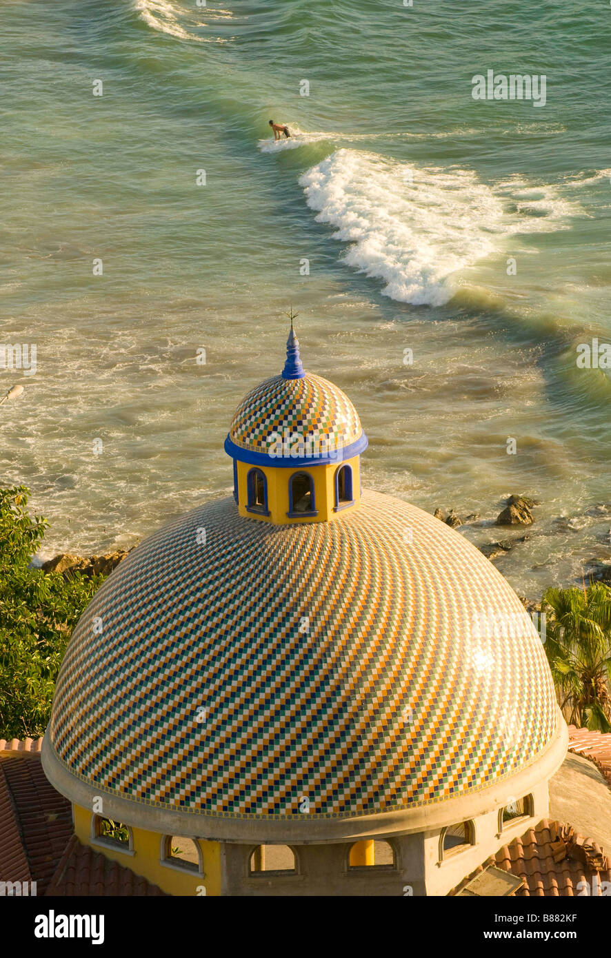 MEXICO SINOLA ST. MAZATLAN Aerial view of sculpted dome and man ...