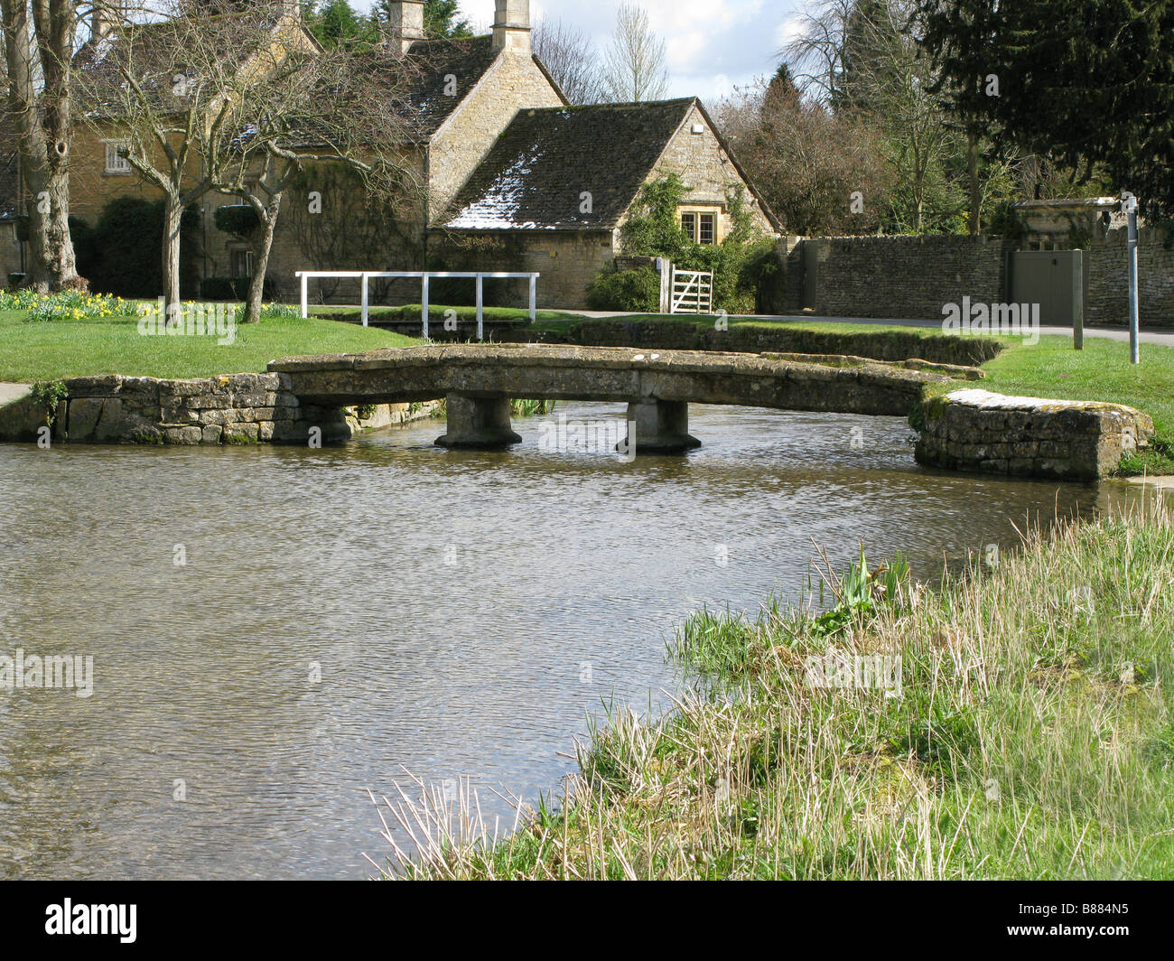 Bridge at Lower Slaughter, winter, Cotswolds, England, UK Stock Photo ...