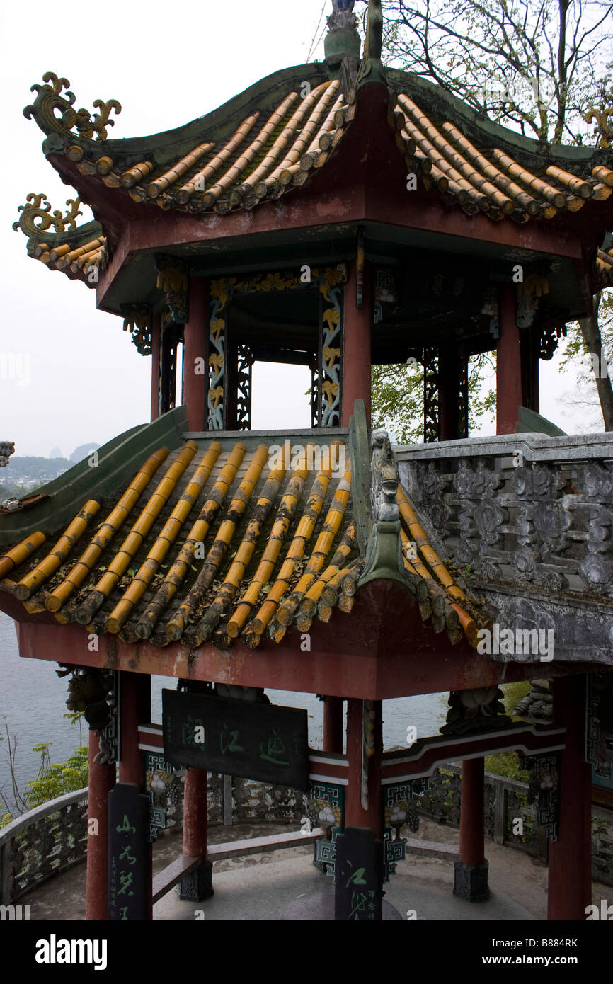 The gazebo overlooking the Li River at the Green Lotus Peak at Yangshuo ...