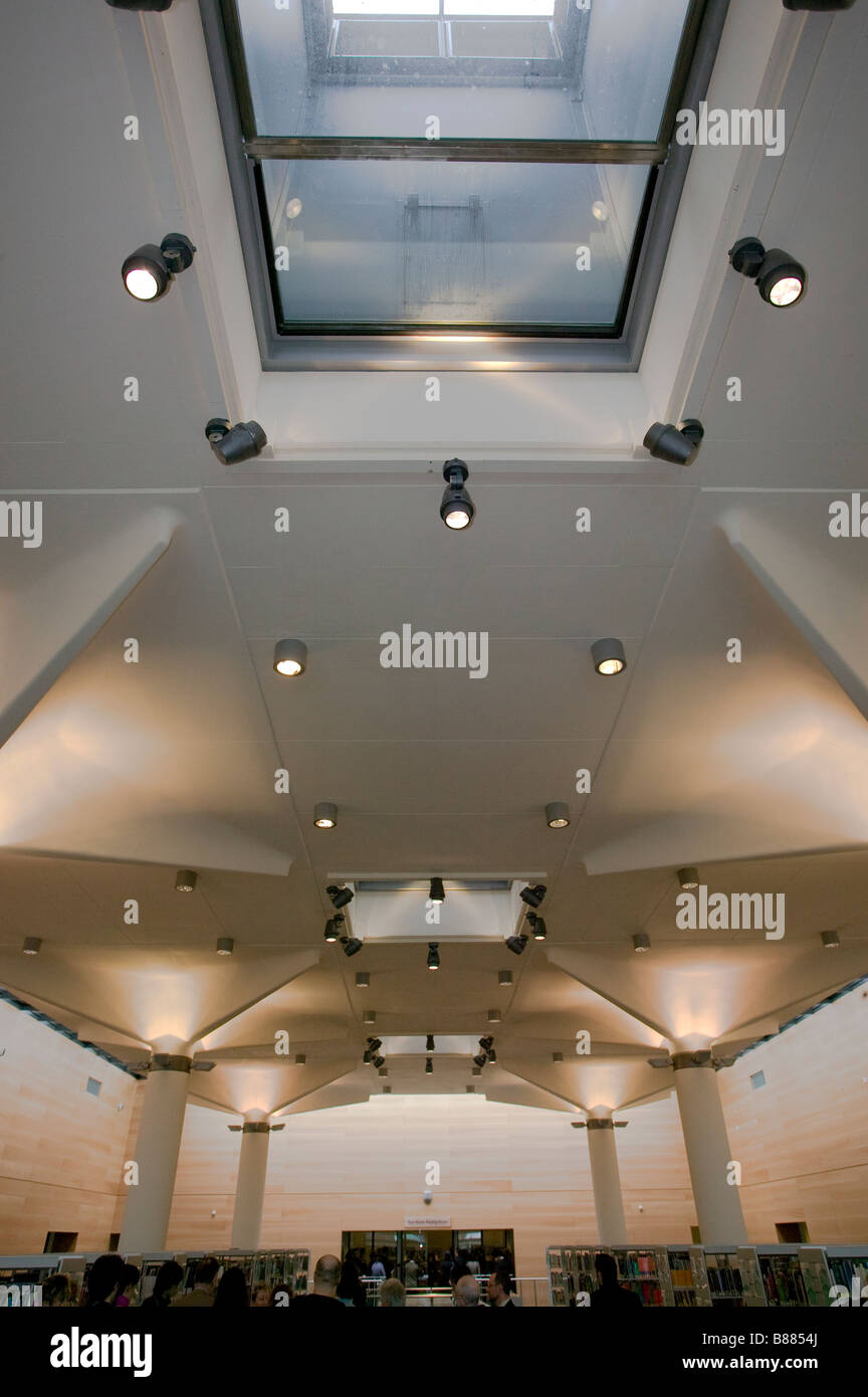 Cathedral like interior of Jubilee library Brighton showing some of the ...