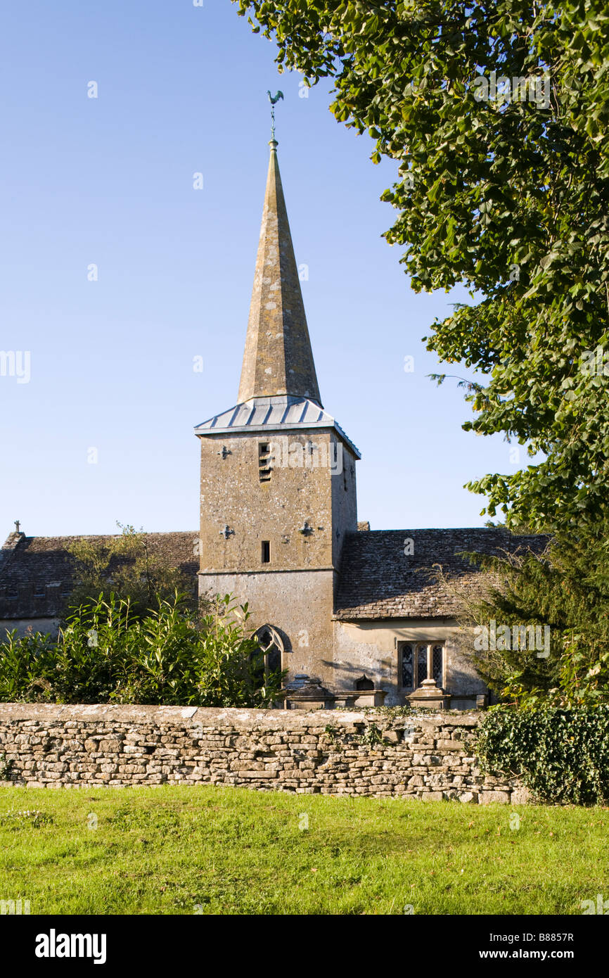 Evening light on St Peters church in the Cotswold village of Rodmarton ...