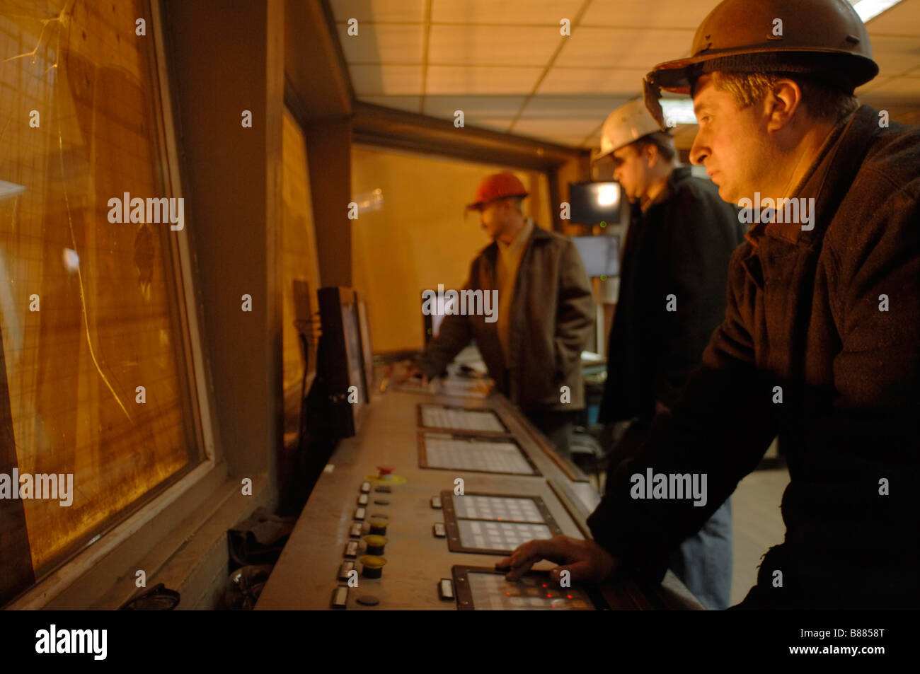 Workers at Donetsk steel mill in Eastern Ukraine The steel plant is run ...