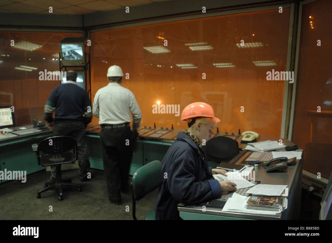 Workers at Donetsk steel mill in Eastern Ukraine The steel plant is run ...