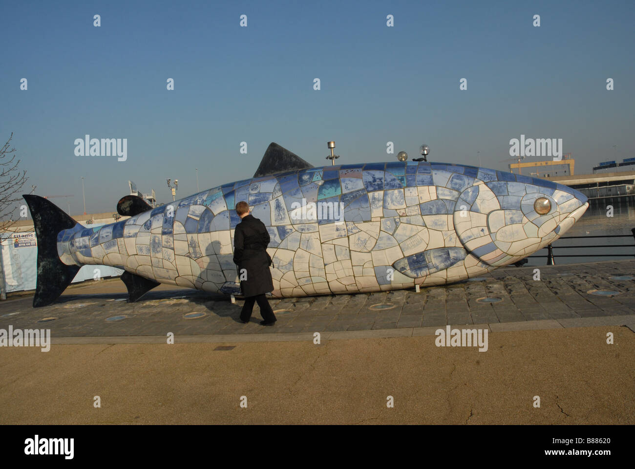 The Big Fish also called The Salmon of Knowledge is a printed ceramic ...