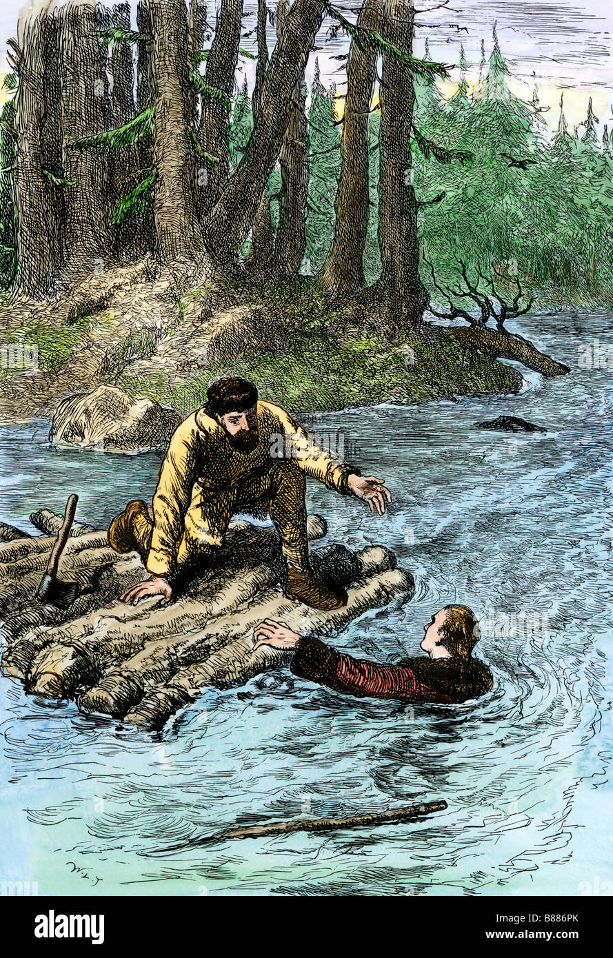 George Washington crossing the Allegheny River during the French and ...