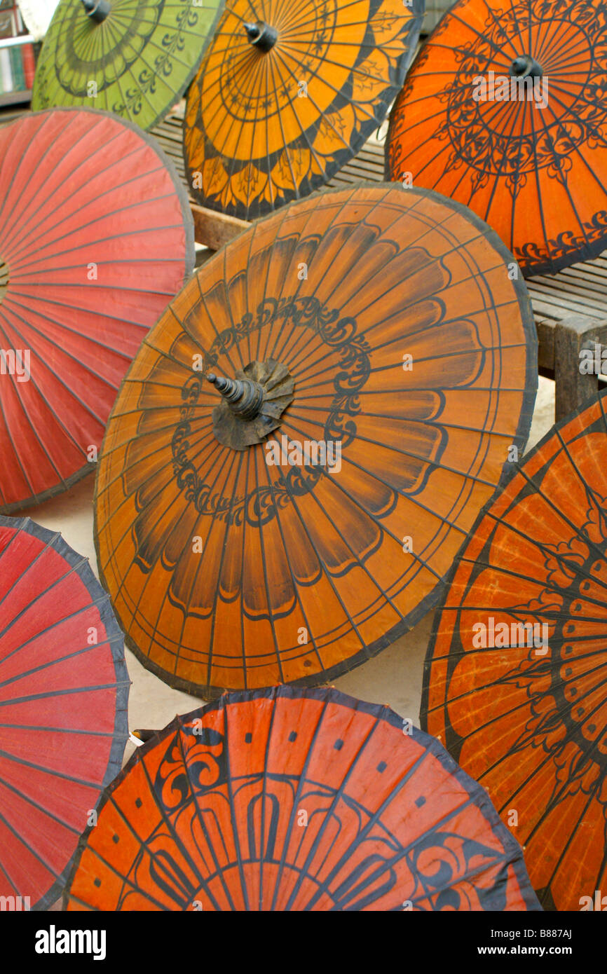 Myanmar burma burmese umbrellas parasols hi-res stock photography and ...