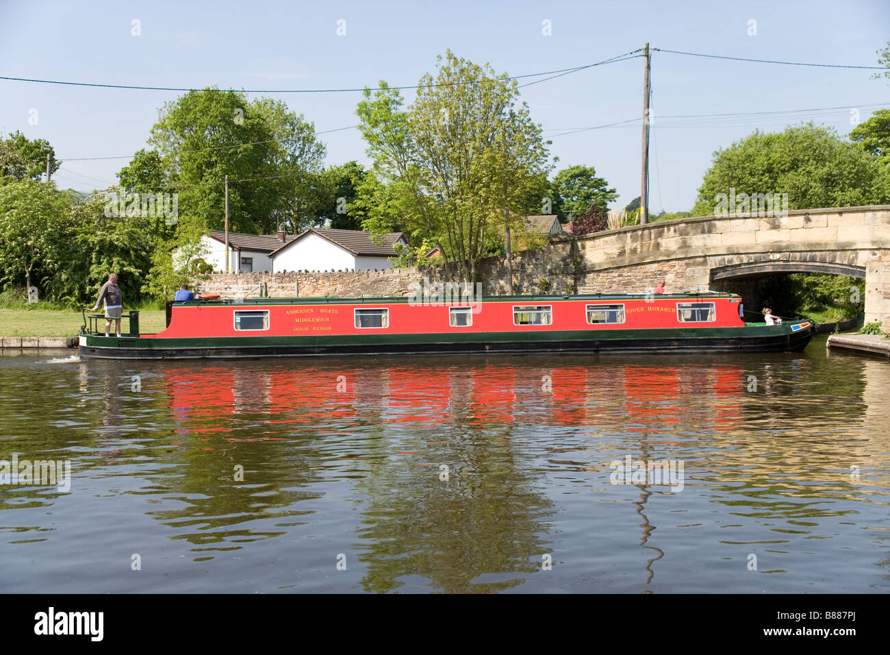 Narrow boat in the Trevor basin by the Pontcysyllte viaduct on the ...