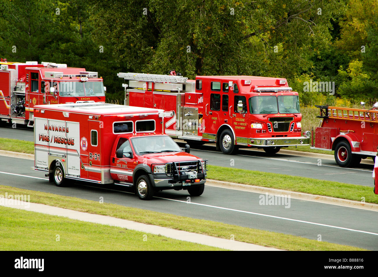 An antique fire department vehicle on display during a fire muster ...