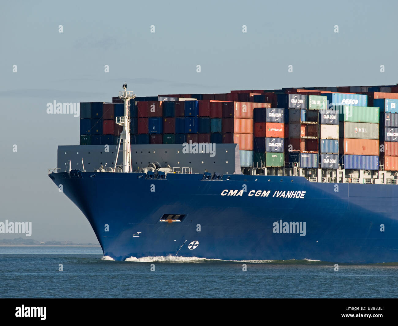 Container ship "CMA CGM Ivanhoe" entering Southampton Water UK Stock ...