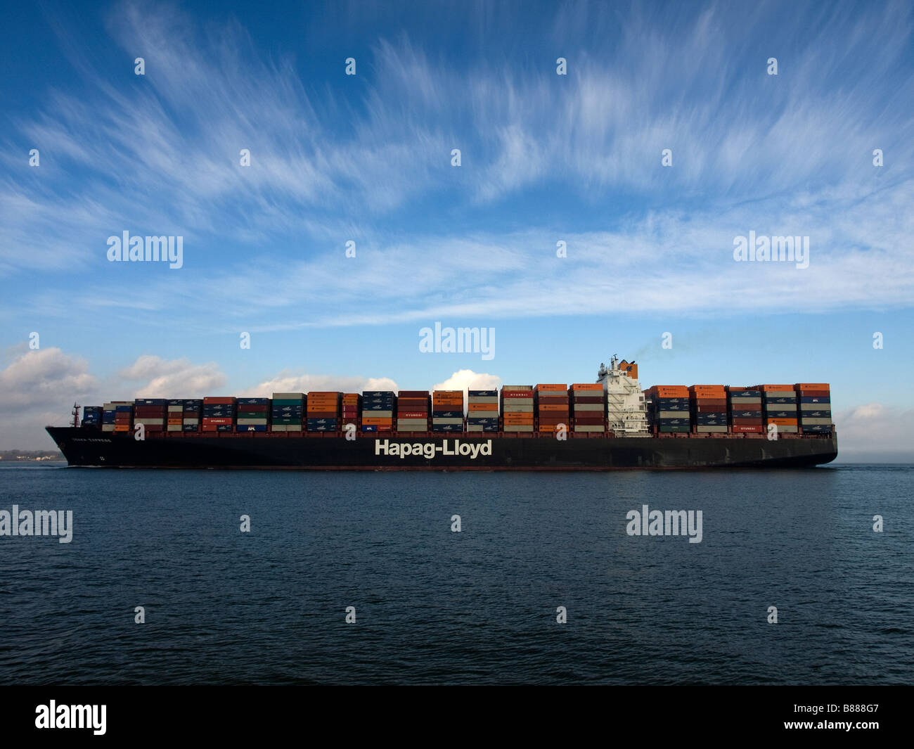 Container ship "Osaka Express" entering Southampton Water UK Stock ...