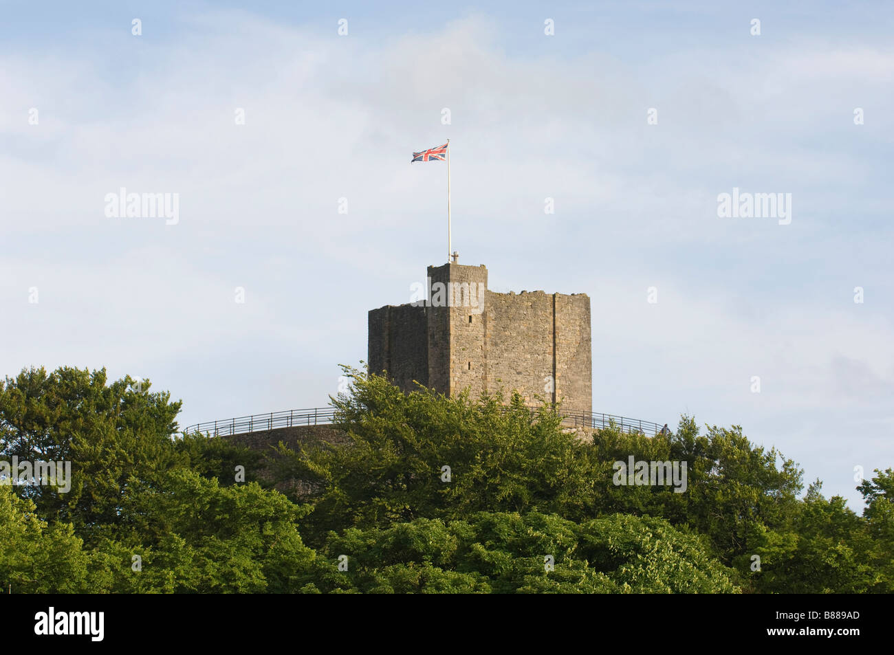 Clitheroe Castle in Lancashire North West England flying the union flag ...