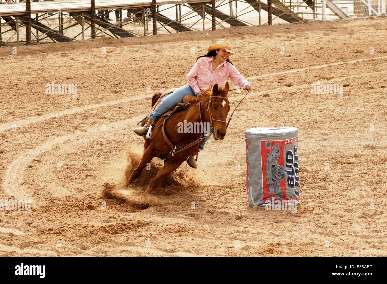 barrel racing action at a rodeo Stock Photo - Alamy