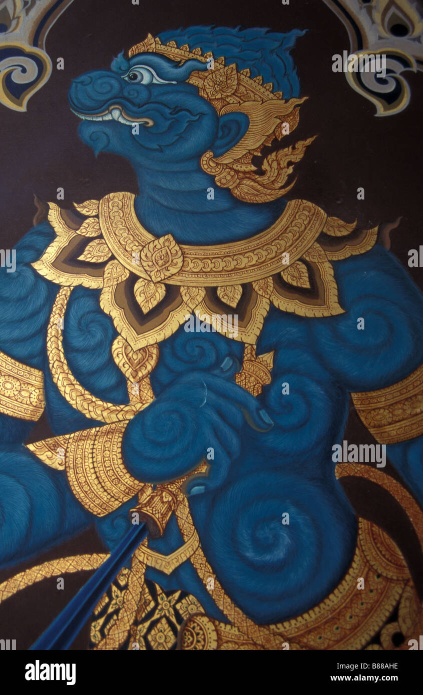 Hanuman mural Royal Palace Bangkok Thailand Stock Photo - Alamy