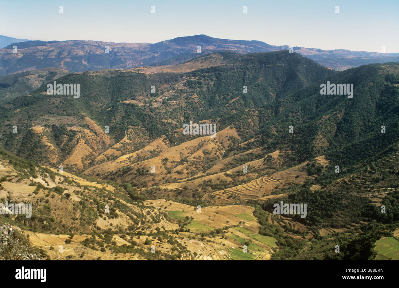 Mixteca mountains and valley in Mexico's Oaxaca province Stock Photo ...