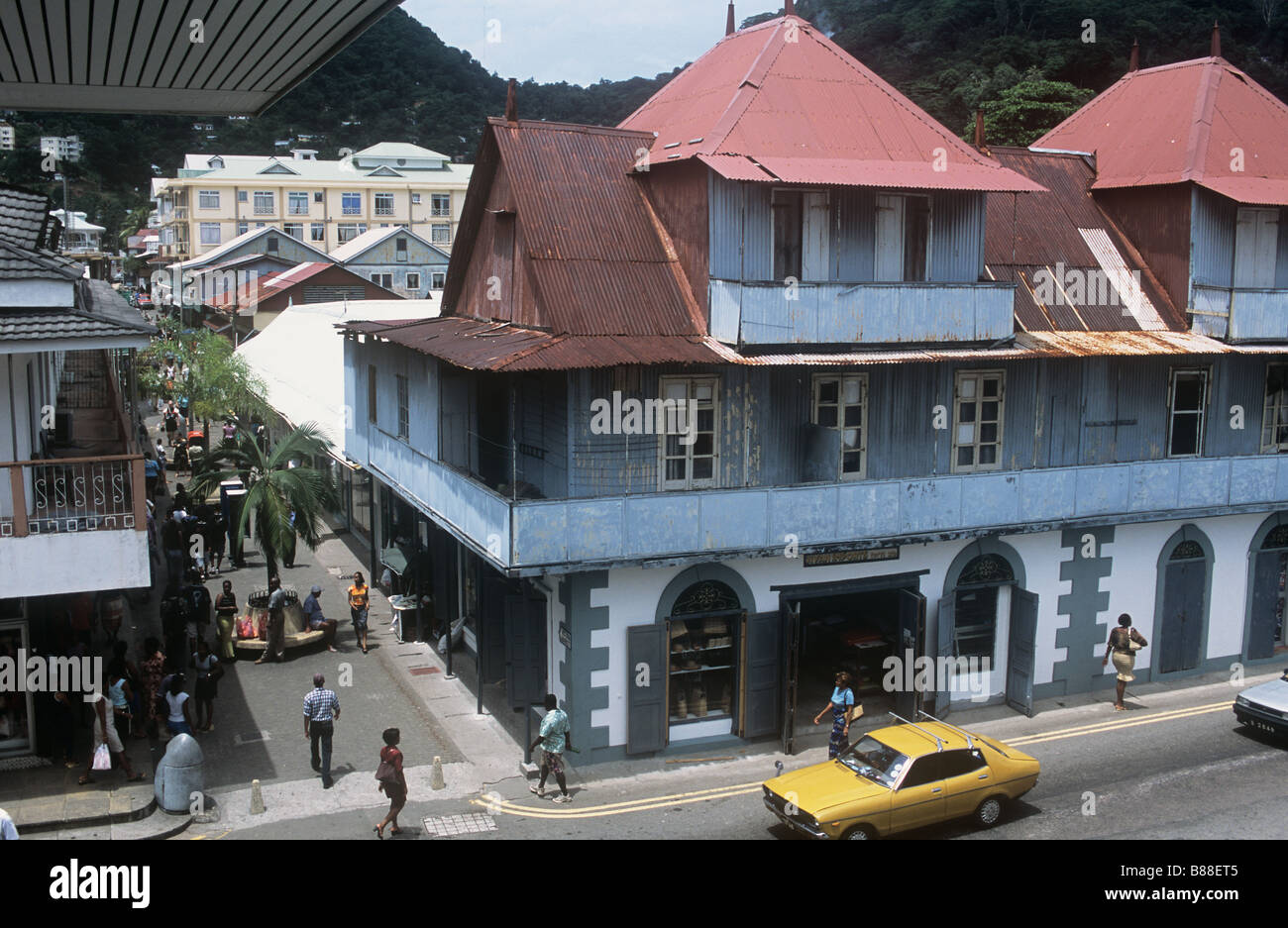 Centre of Victoria, capital of Mahé island in the Seychelles, the city ...