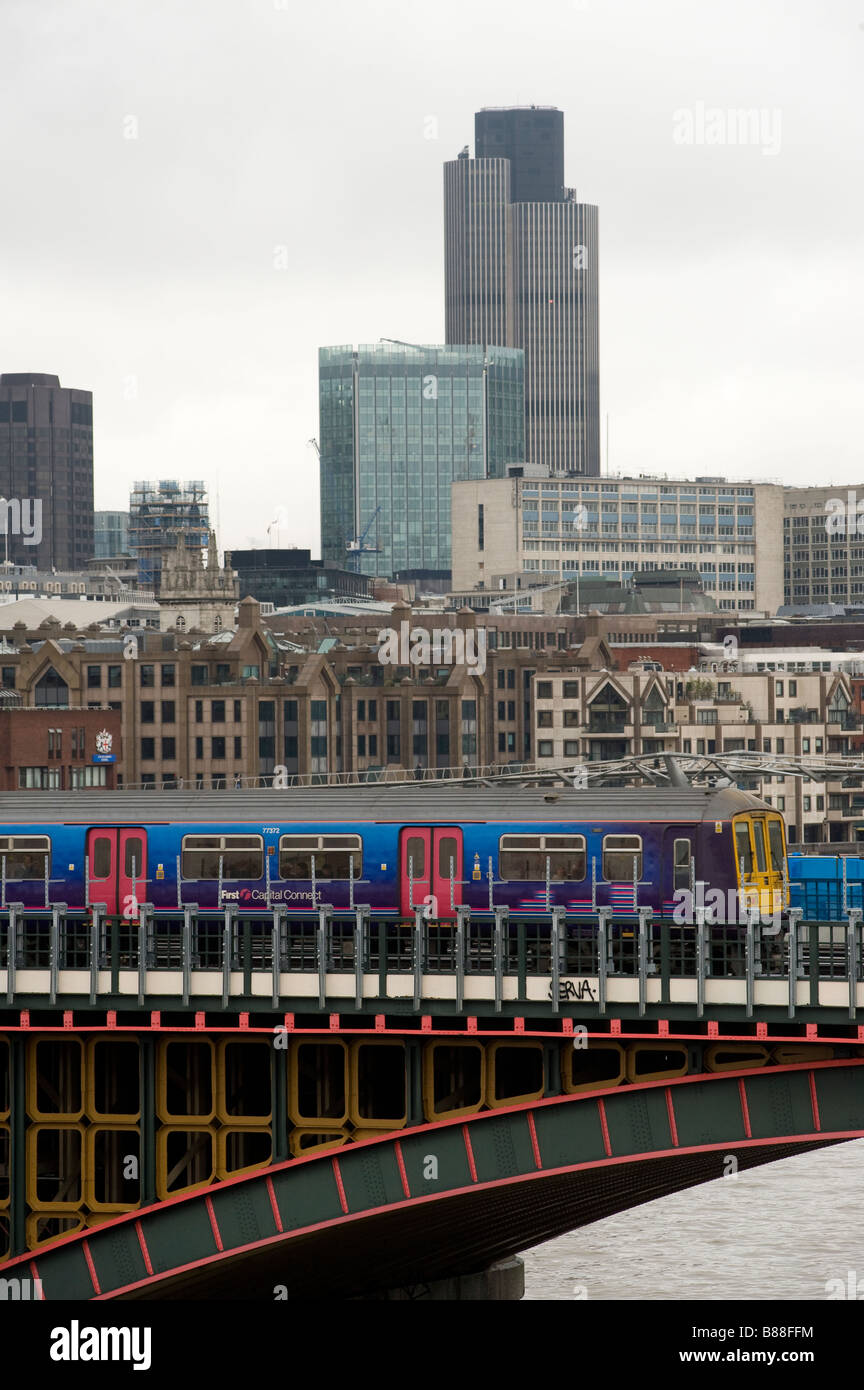 First Capital Connect train passing over the railway bridge at ...