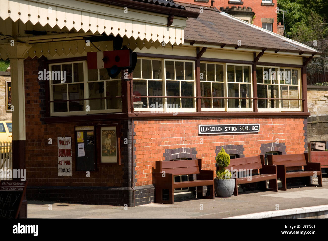 Llangollen Railway station signal box in Llangollen, Wales Stock Photo ...