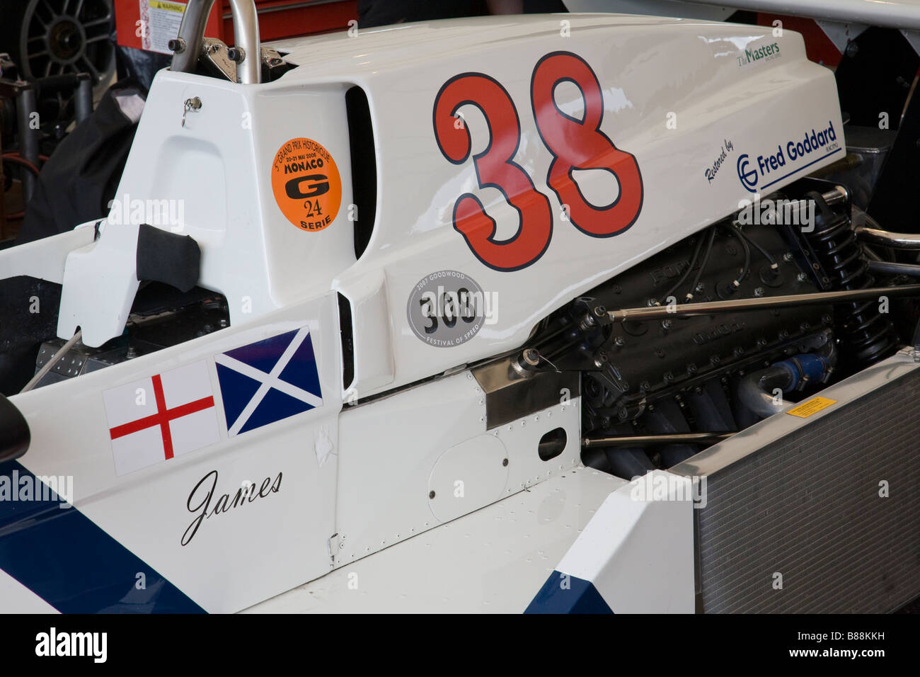 Close-up of an F1 Hesketh racing car at Goodwood Festival of Speed, as ...