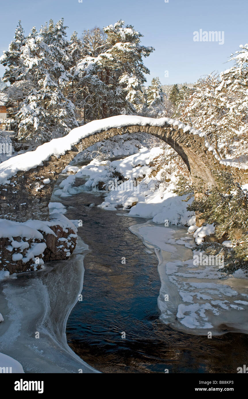 The historic 1717 crossing over the Dulnain River at Carrbridge ...