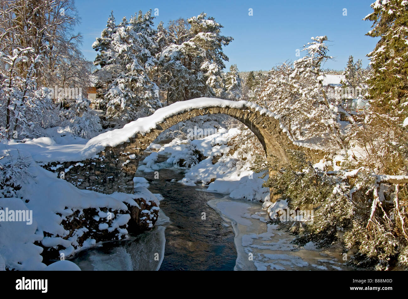 The historic 1717 crossing over the Dulnain River at Carrbridge ...