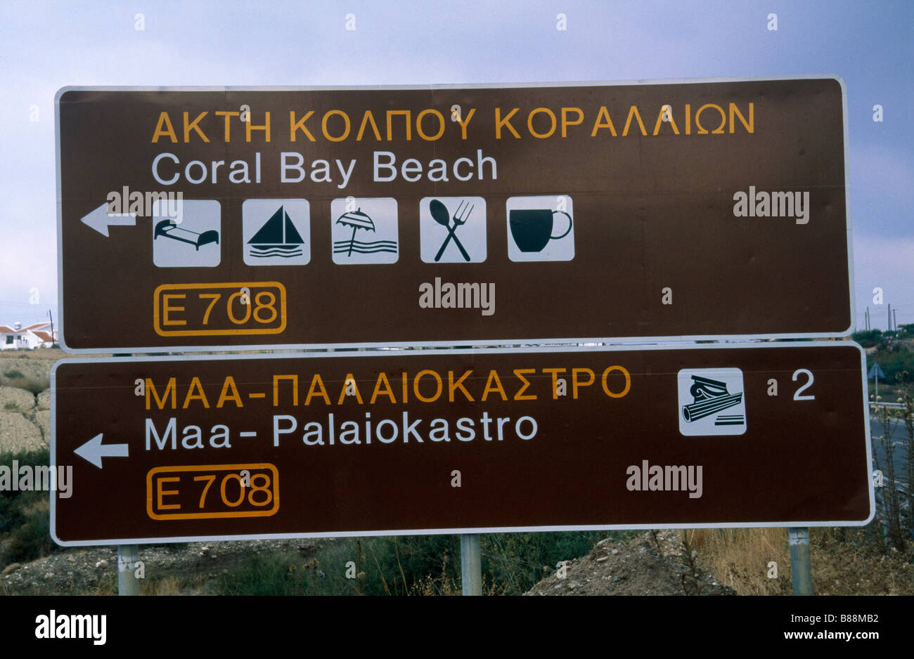 Information signs Beach Symbols Facilities on offer Road directions to ...