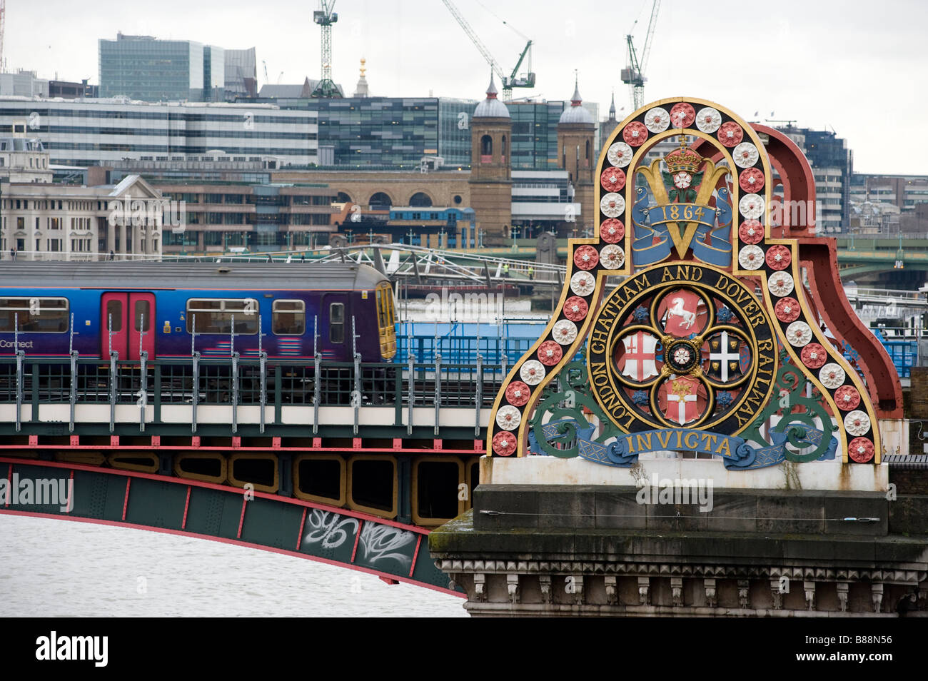 First Capital Connect train passing over the railway bridge at ...