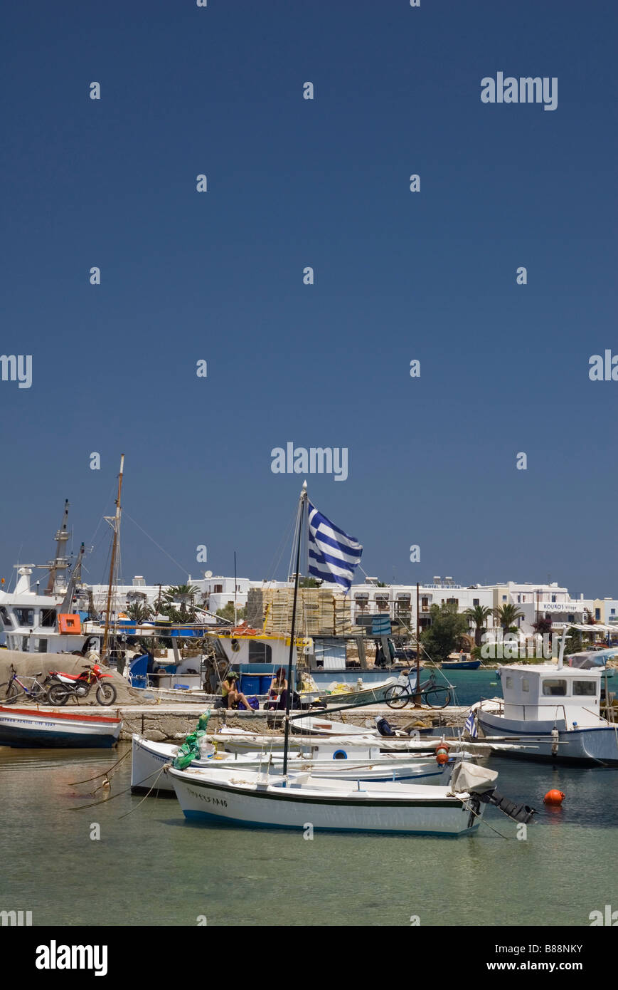 Antiparos town waterfront, Greece Stock Photo - Alamy