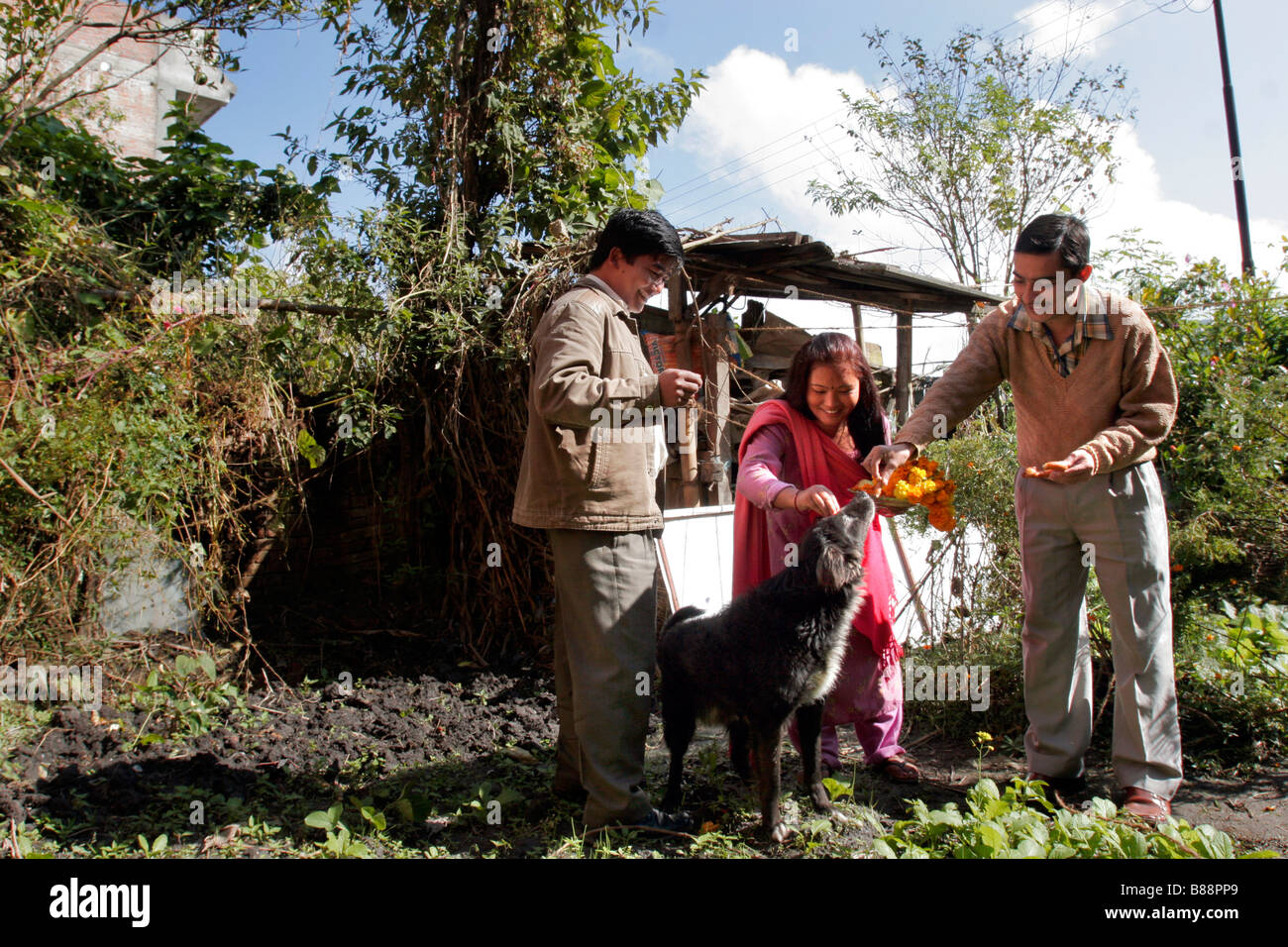 A family celebrates their dog during the Kicha puka (dog worship ...