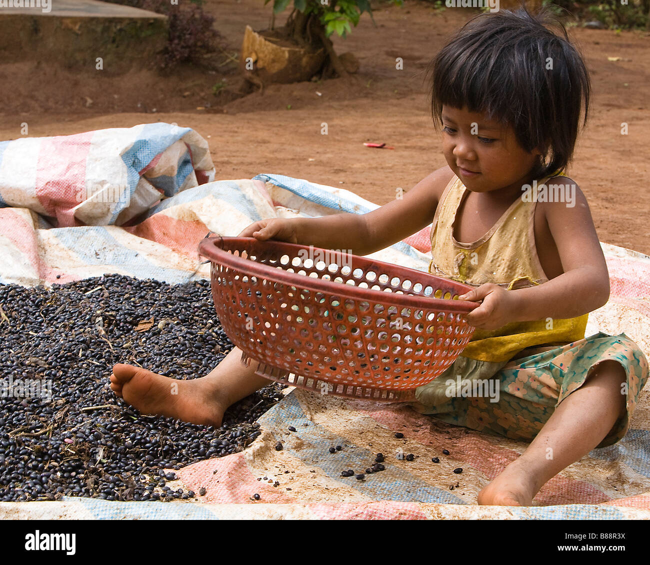 peasant child with coffee Stock Photo - Alamy