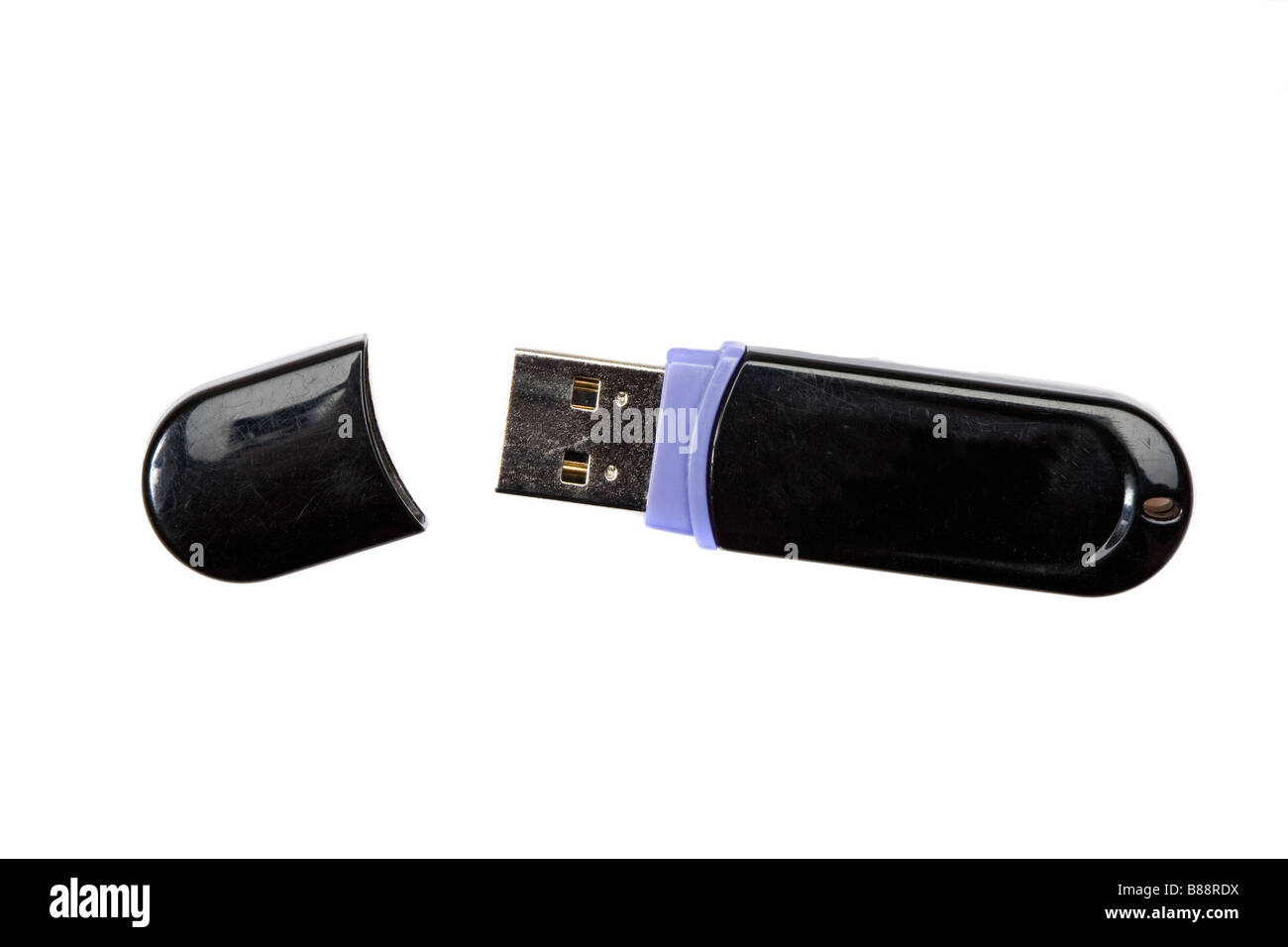 Black pendrive uncover on a over white background Stock Photo - Alamy
