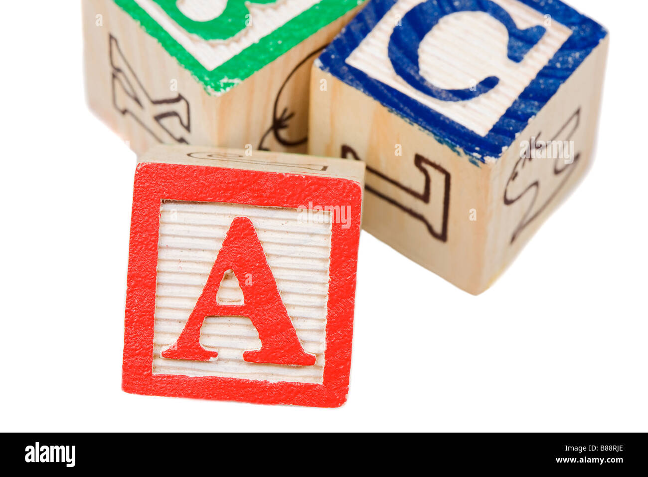 Alphabet learning blocks isolated over white Stock Photo - Alamy