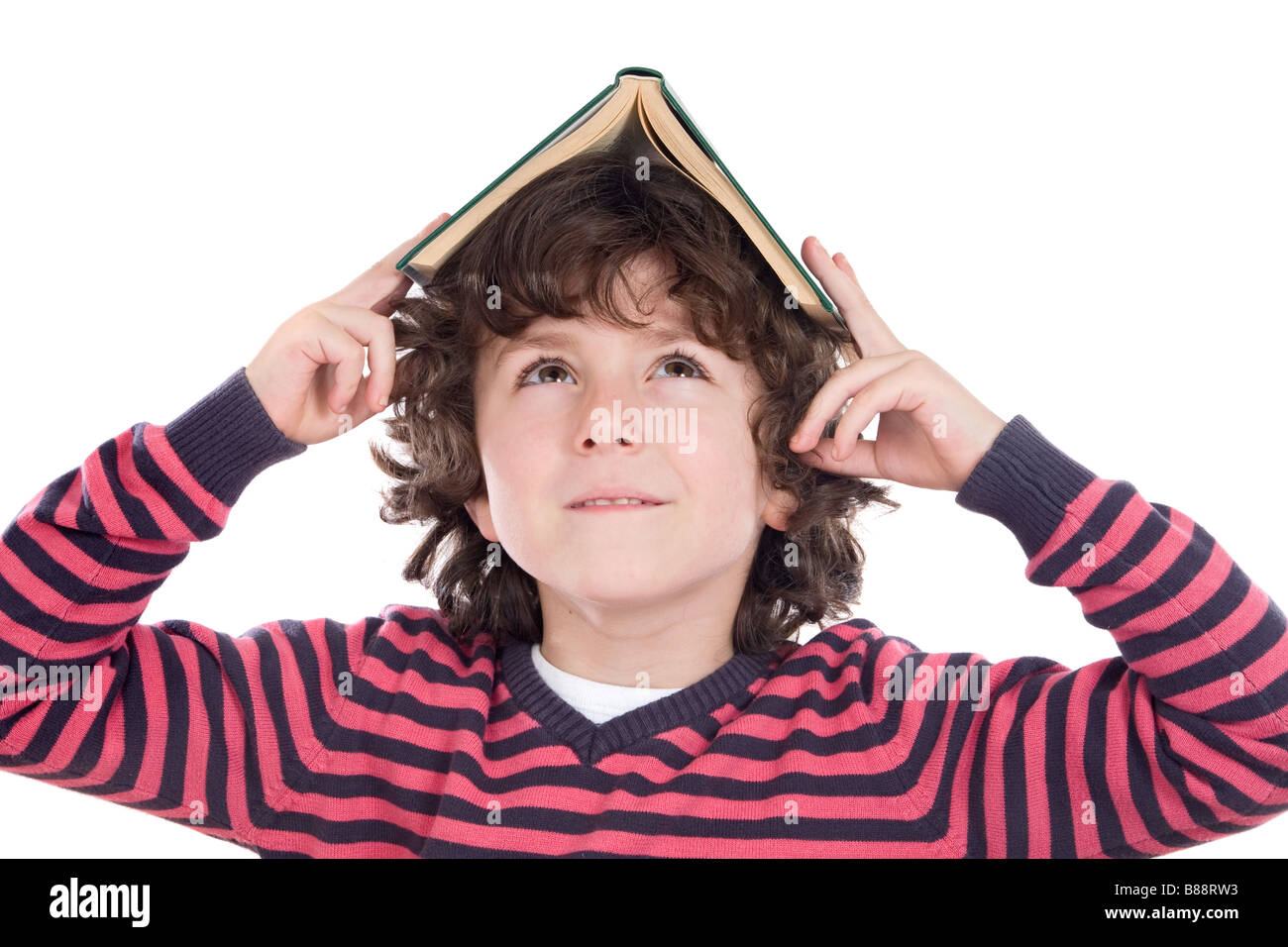 Adorable student boy on a over white background Stock Photo - Alamy