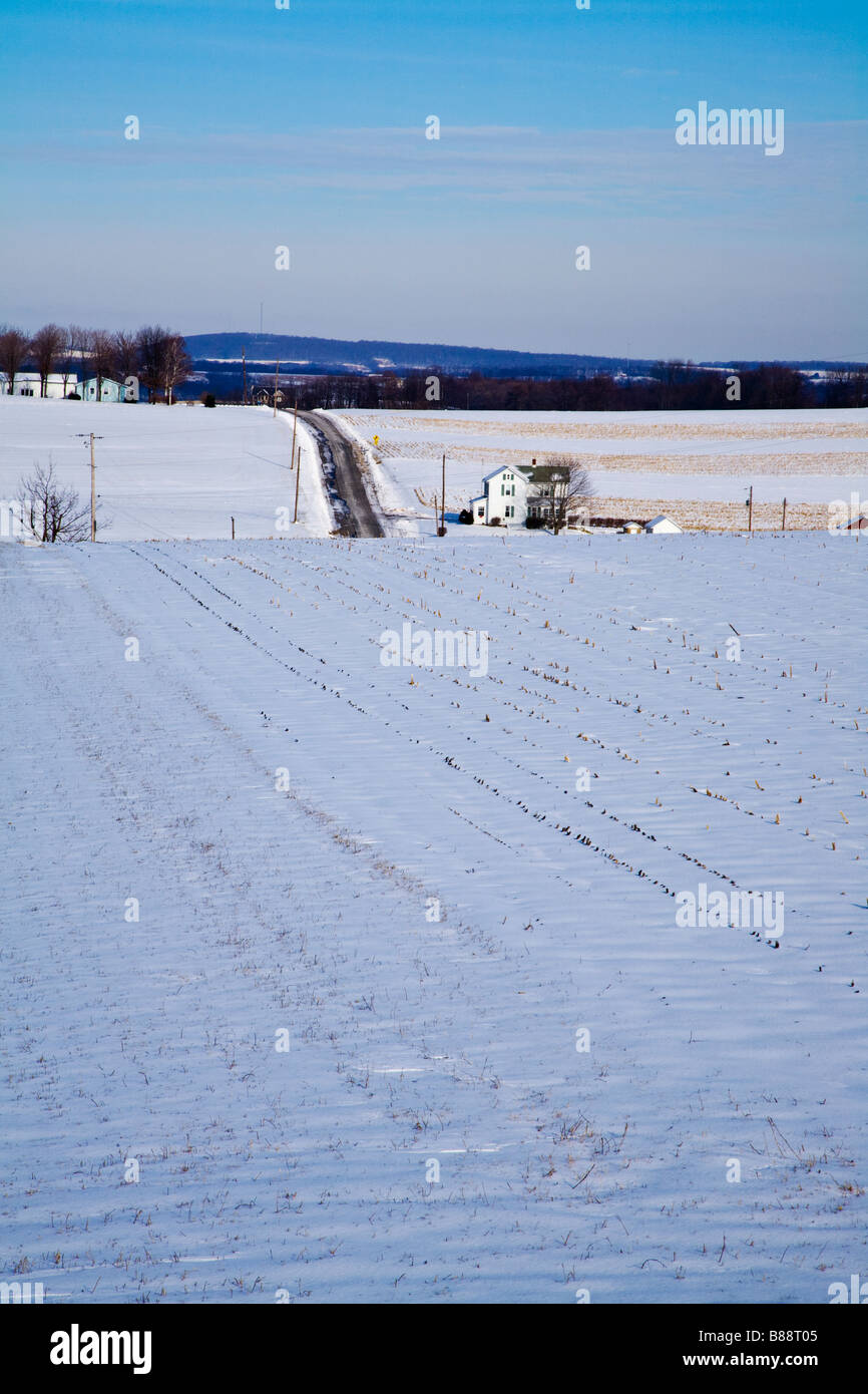 Snow covered fields in Rural Pennsylvania Stock Photo - Alamy