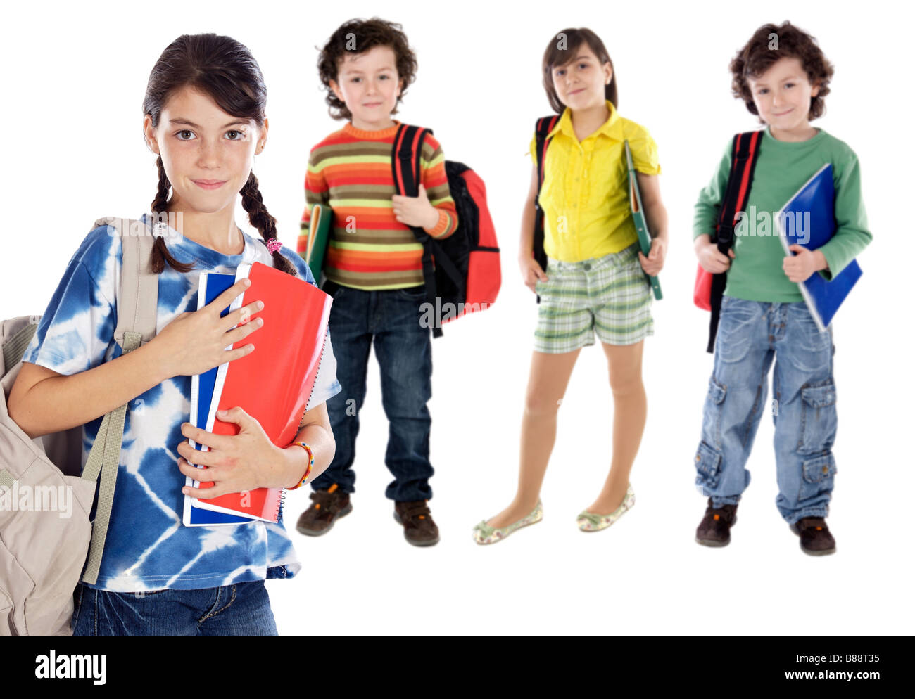 lovables students childrens a over white background Stock Photo - Alamy
