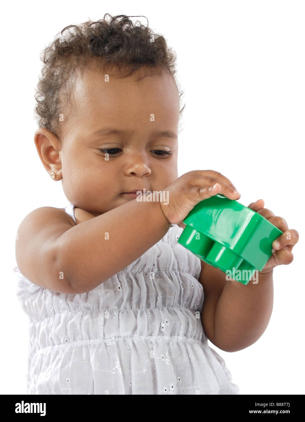 Adorable baby girl playing with building blocks Stock Photo - Alamy