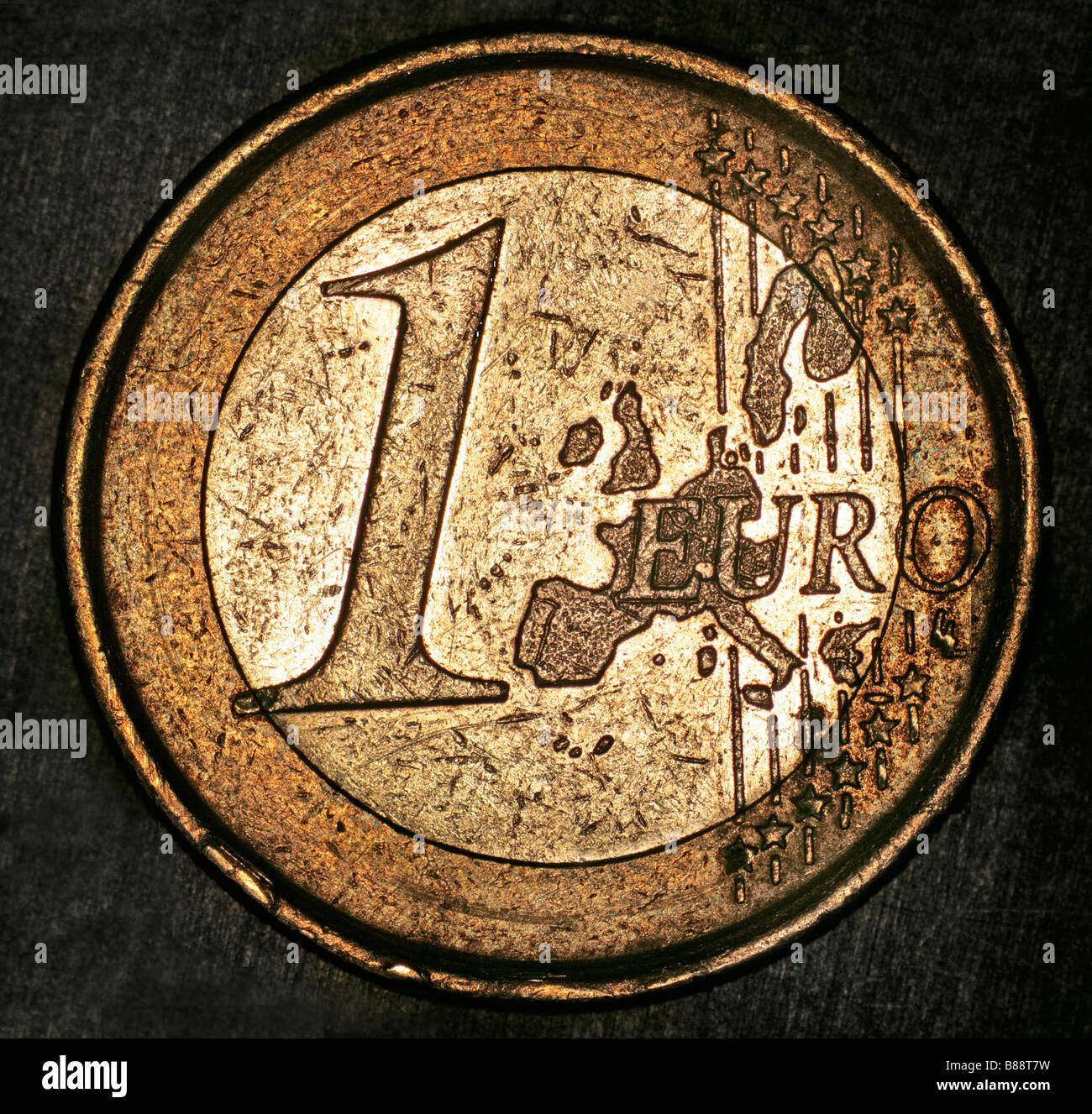 One Euro coin axial illumination Stock Photo - Alamy