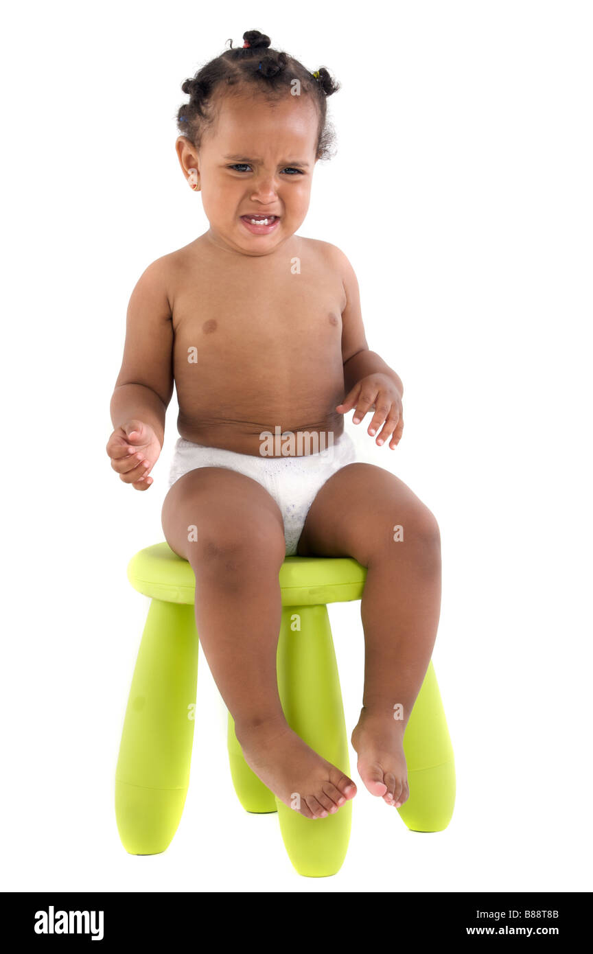 Adorable baby crying a over white background Stock Photo - Alamy