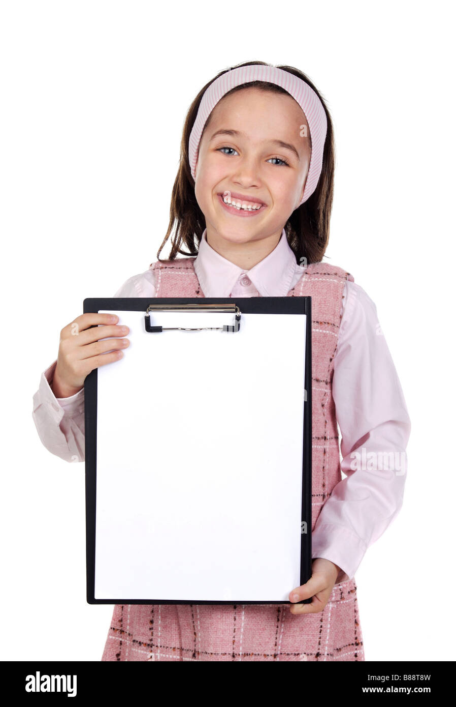 Adorable girl student with notepad you can put your text Stock Photo ...