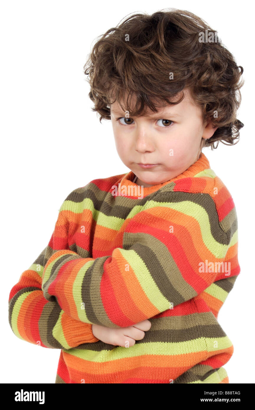 Angry boy on a over white background Stock Photo - Alamy