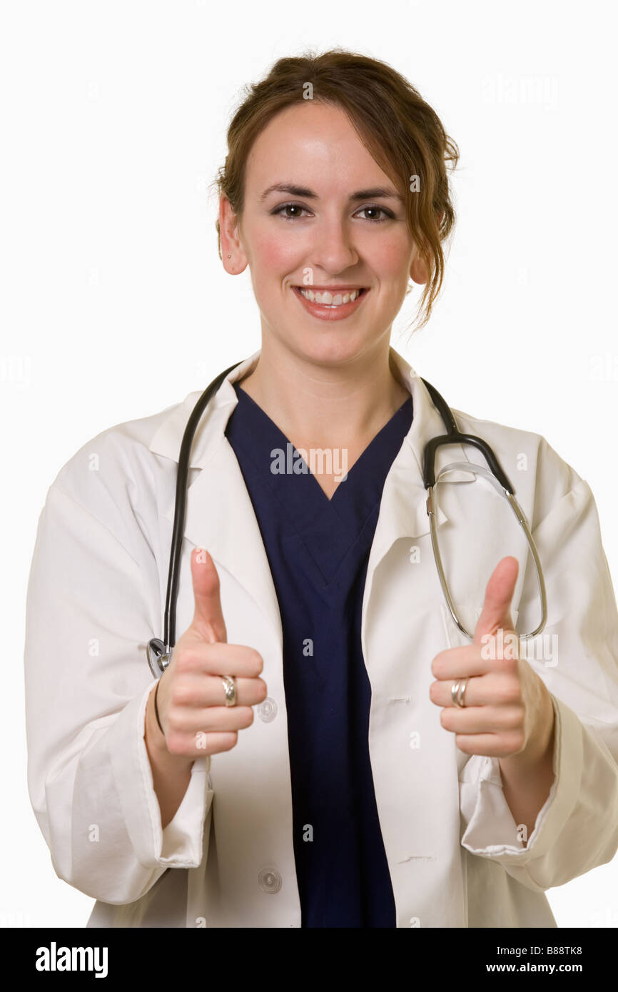 Doctor gives two thumbs up Stock Photo - Alamy