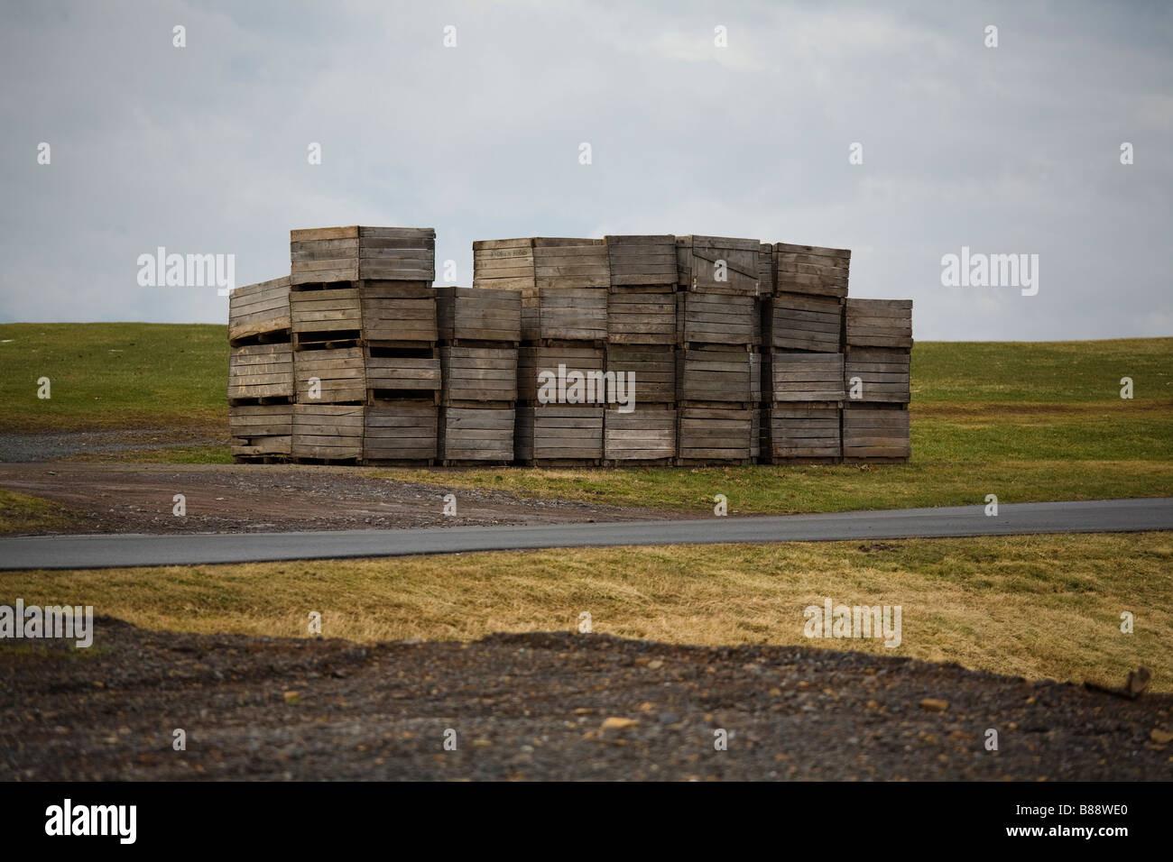 Large wooden crates used for orchard farming rural Pennsylvania Stock ...