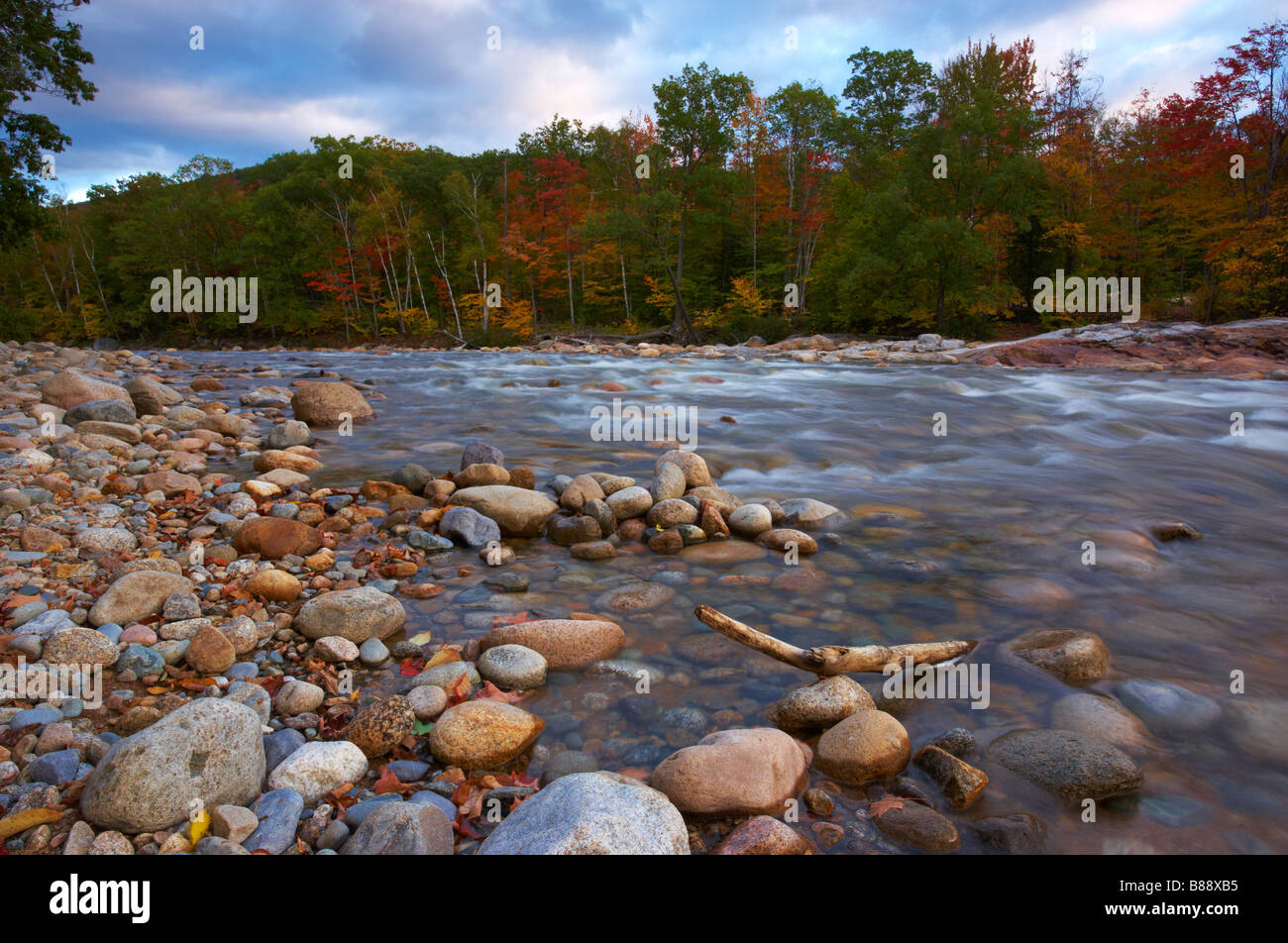 The Pemigewasset River flowing through Lincoln in New Hampshire Stock ...