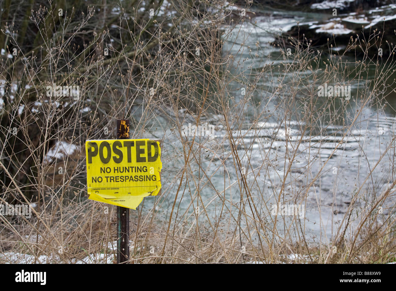 Posted sign marks private land where hunting, fishing and general ...