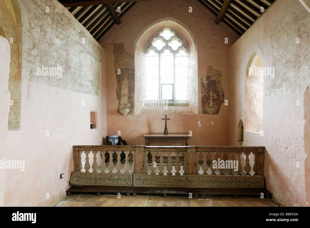 Altar & East Window St Oswald's Church Windrush Valley Cotswold Hills ...