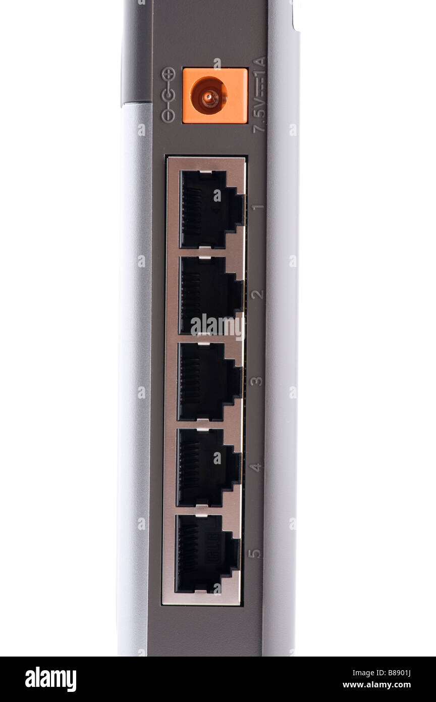 object on white ETHERNET switch close up Stock Photo - Alamy