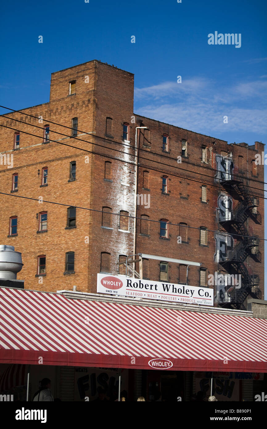 A warehouse building and food produce store in the Strip District ...
