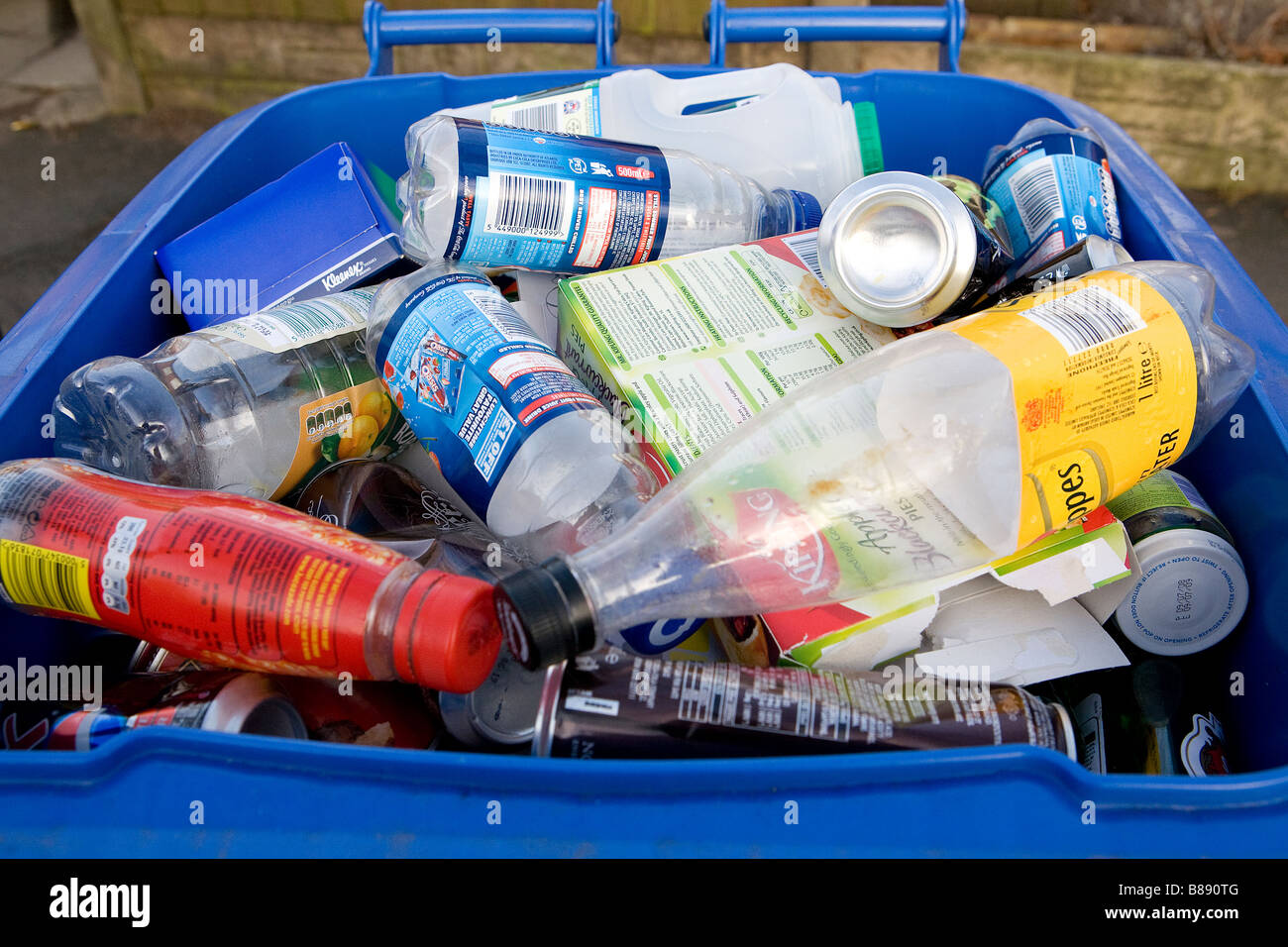 Picture of a recycling bin in Warrington that has been filled to the ...